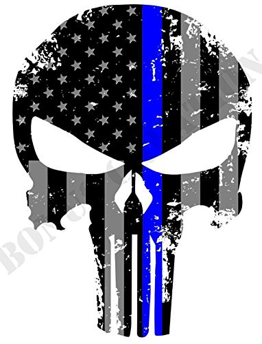 Thin Blue Line Sticker Punisher Skull Sticker - Back The Blue Car Decal ...