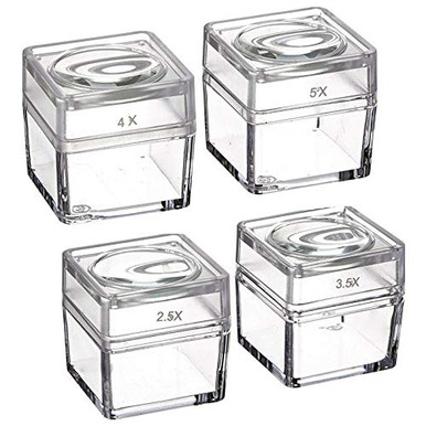 Universal Hobby 4pc Snap On Magnifier Cube Set 2.5x 3.5x 4x 5x Glass ...