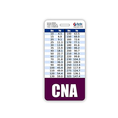 CNA Badge Buddy Vertical w/Height and Weight Conversion Charts Purple ...