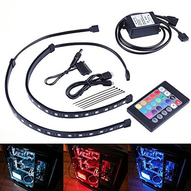 RGB LED Strip Computer Lighting via Magnet with 24 Key Remote ...