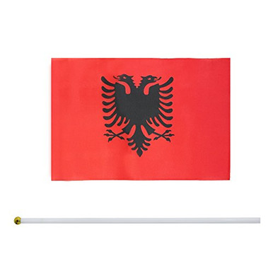 Kind Girl Hand Held Albania Flag Albanians Flag Stick Flag Small Mini ...