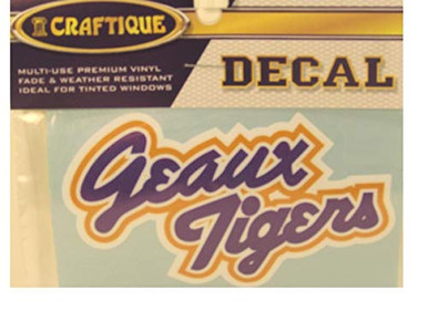 LSU Tigers GEAUX TIGERS Wordmark Logo 6inch Vinyl Decal Car Truck ...