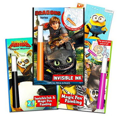 DreamWorks Invisible Ink Activity Book Set for Kids Toddlers -- 3 ...