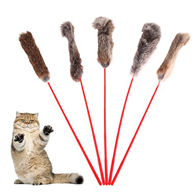 ttnight Feather Cat Toys, Funny Elastic Plastic Long Pole Plush Feather ...