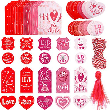 200 Pieces 20 Styles Valentine's Day Tags Heart Paper Craft Tags ...