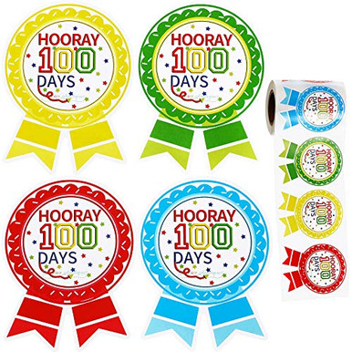 200 Pieces 100 Days of School Stickers Hooray 100 Days Stickers 100th ...