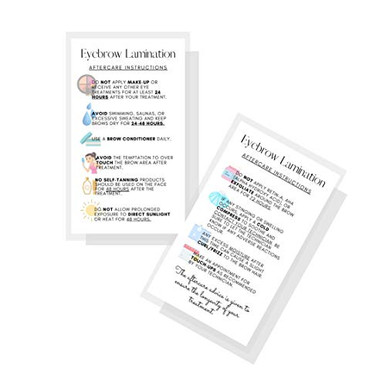 Eyebrow Lamination Aftercare Instruction Cards Physical Printed 2 x 3.5 ...