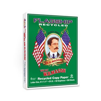 WB Mason WBM20100 Flagship 100% Recycled Copy Paper, 92 Bright, 500 ...