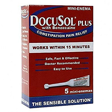 Docusol Plus Docusate Sodium with Benzocaine Mini Enema, Clear, 5 ml, 5 ...