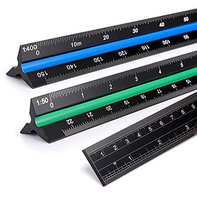 OwnMy 3 Pack 30CM Solid Aluminum Triangular Architect Scale Ruler Set ...