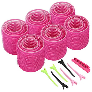 Jumbo Size Self Grip Hair Rollers Set, with Hairdressing Curlers Jumbo ...