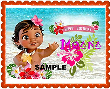 Baby Moana Islander Edible Cake Topper Party Edible Cake Image ...
