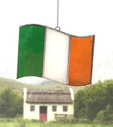 Irish Celtic Stained Glass Window Suncatcher Tricolor Irish Flag, Green ...