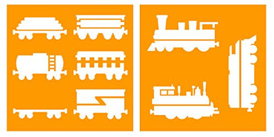 Auto Vynamics - STENCIL-TRAINS-10 - Train Engines and Cars Stencil Set ...