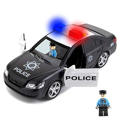Friction Powered Police Car and 2 Toy Figures with Light and Sounds ...