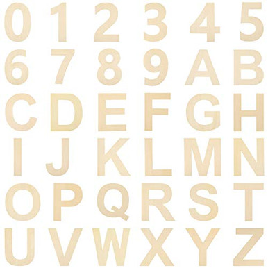36 Pieces Wooden Letter Number Set Unfinished Wood Capital Alphabet ...