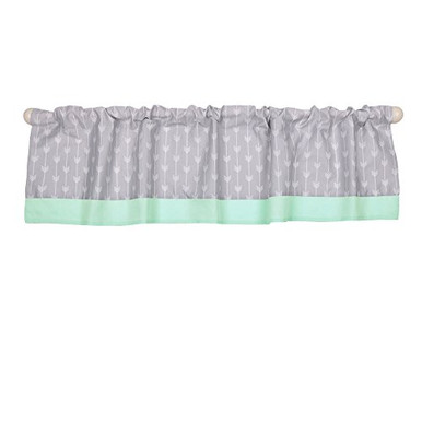 Grey and Mint Green Arrow Print Cotton Window Valance by The Peanut ...
