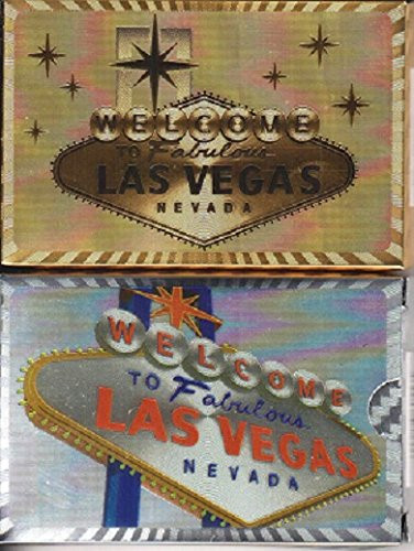 Las Vegas Welcome to Fabulous Playing Cards 2 Deck Set Shiny Gold and ...