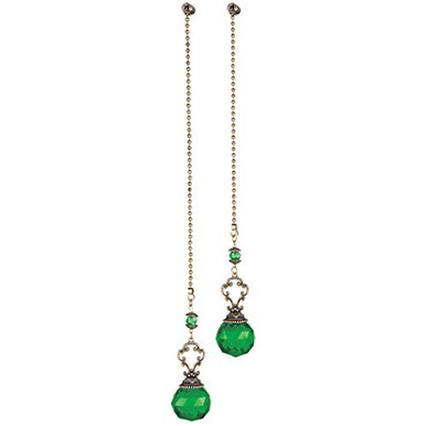 Collections Etc Vintage Style Gold Finish Jeweled Chain Fan Pulls - Set ...