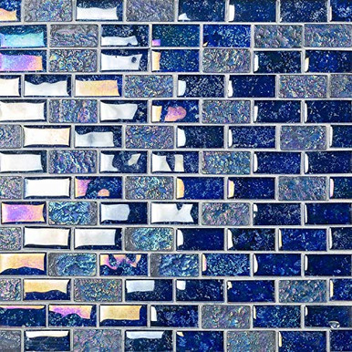 Marina Iridescent Bricks Indigo 12 in. x 12 in. Glass Mosaic Tile 0.96 Sq. Ft. - Warehousesoverstock
