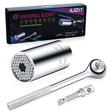 IUZIT Universal Socket, Grip Socket Set Self-Adjusting Fits Standard 1 ...