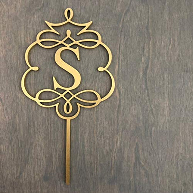 Swirly Initial Cake Topper 5inch W Inch, Print Font, Fancy Letter Cake ...