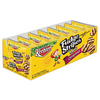 Keebler 21771 Mini Cookies, Fudge Stripes, 2oz Snack Pack, 8/Box ...