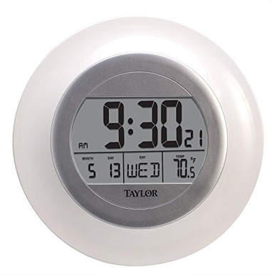 Taylor Wireless Digital Atomic Wall Clock with Indoor Temperature ...