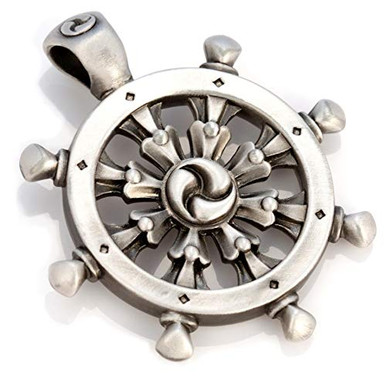 Bico Dharmachakra Pendant E321 - Buddhist Wheel of Law - Satin Silver ...