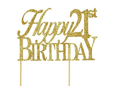 All About Details Gold Happy-21st-birthday Cake Topper ...