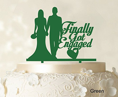 inch Finally Got Engagedinch Wedding Cake Topper Green Cake Topper ...