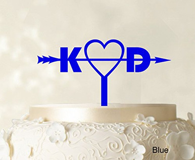 Initial Custom Wedding Cake Topper Personalized Blue Cake Topper Color ...