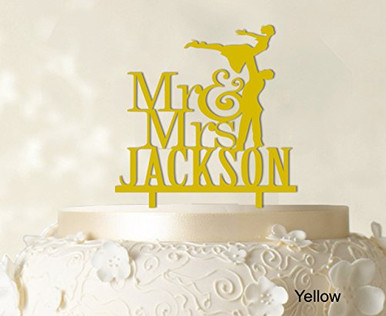 Personalized Mr and Mrs Wedding Cake Topper Personalized Yellow Cake ...