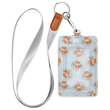 Cute Red Panda Badge Holder - Leather ID Card Holder Wallet Case with 2 ...