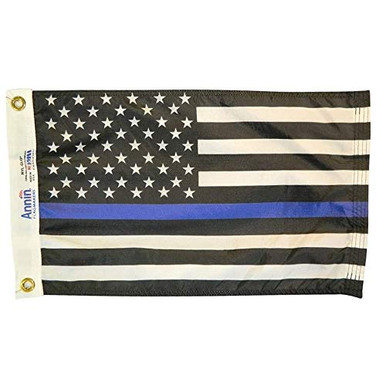 12x18 Thin Blue Line Boat Flag, Durable All-Weather Nylon with Grommets ...
