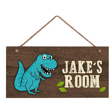 Blue T-REX Sign, Dinosaur Personalized Sign, Kid's Name Door Sign, Baby ...