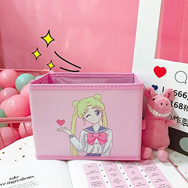 Collapsible Fabric Cube Storage Bin Sailor Moon Foldable Cloth Baskets ...