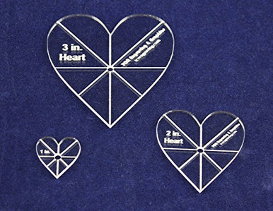Heart Template 3 Piece Set. 1 Inch,2 Inch,3 Inch - Clear 1/8 Inch Thick ...