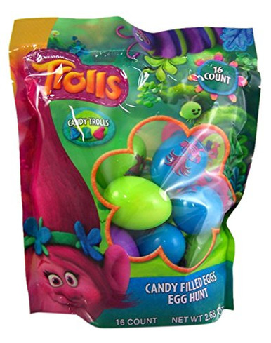 Dreamworks Trolls Candy Filled Eggs for Easter Egg Hunt 16 count ...