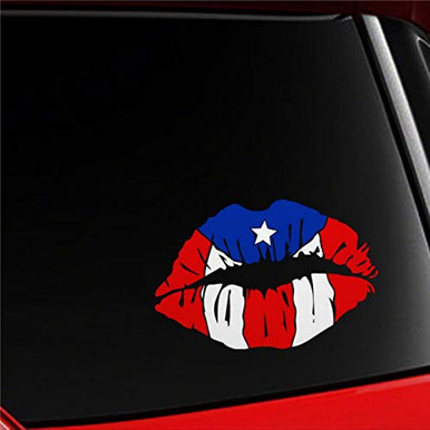 Puerto Rico Lips with Puerto Rican Flag Stickers Car Decal Window Decal ...