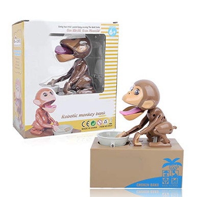 Cute Monkey Shape Coin Bank Monkey Eating Coin Electronic Money Box for ...