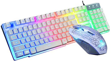 Wired Gaming Keyboard and Mouse Combo Rainbow LED RGB T6 Backlight USB ...