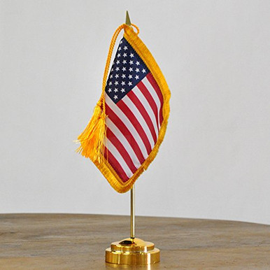 Envoy US Miniature Flag Desk Set 4 in. x 6 in. Flag / 1-Hole Base - Warehousesoverstock