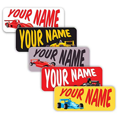 40 Original Personalized Waterproof Custom Name Tag Labels Race Cars ...