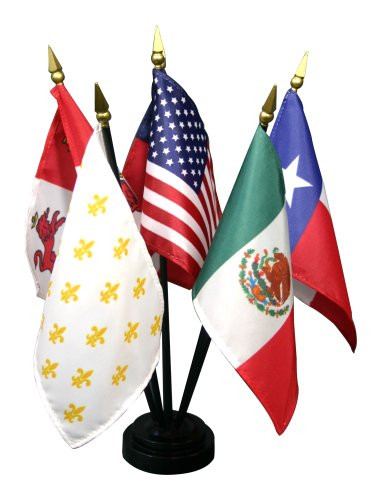 Six Flags of Texas - 4inch x 6inch Historic Stick Flag Set 6 Flags ...