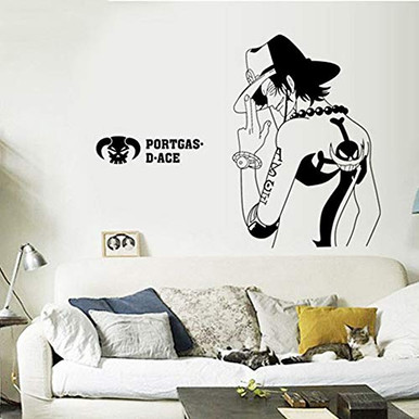 Wall Decal Sticker One Piece Portgas D Ace Wall Stickers Fire Fist Ace ...