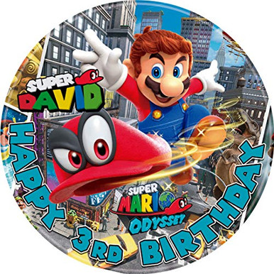 Super Mario JK Round Personalized Edible Cake Image Cake Topper ...