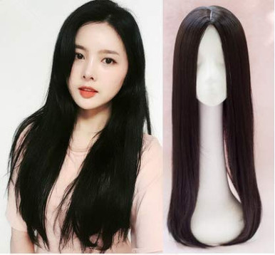 25inch Long Middle Part Synthetic Straigiht Hair Topper Clip in Crown ...