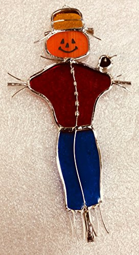 Scarecrow with Black Bird Stained Glass Suncatcher - Warehousesoverstock