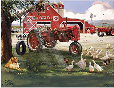 The Jigsaw Puzzle Factory Farmall Tractor Big Red Barn Farm Animals ...